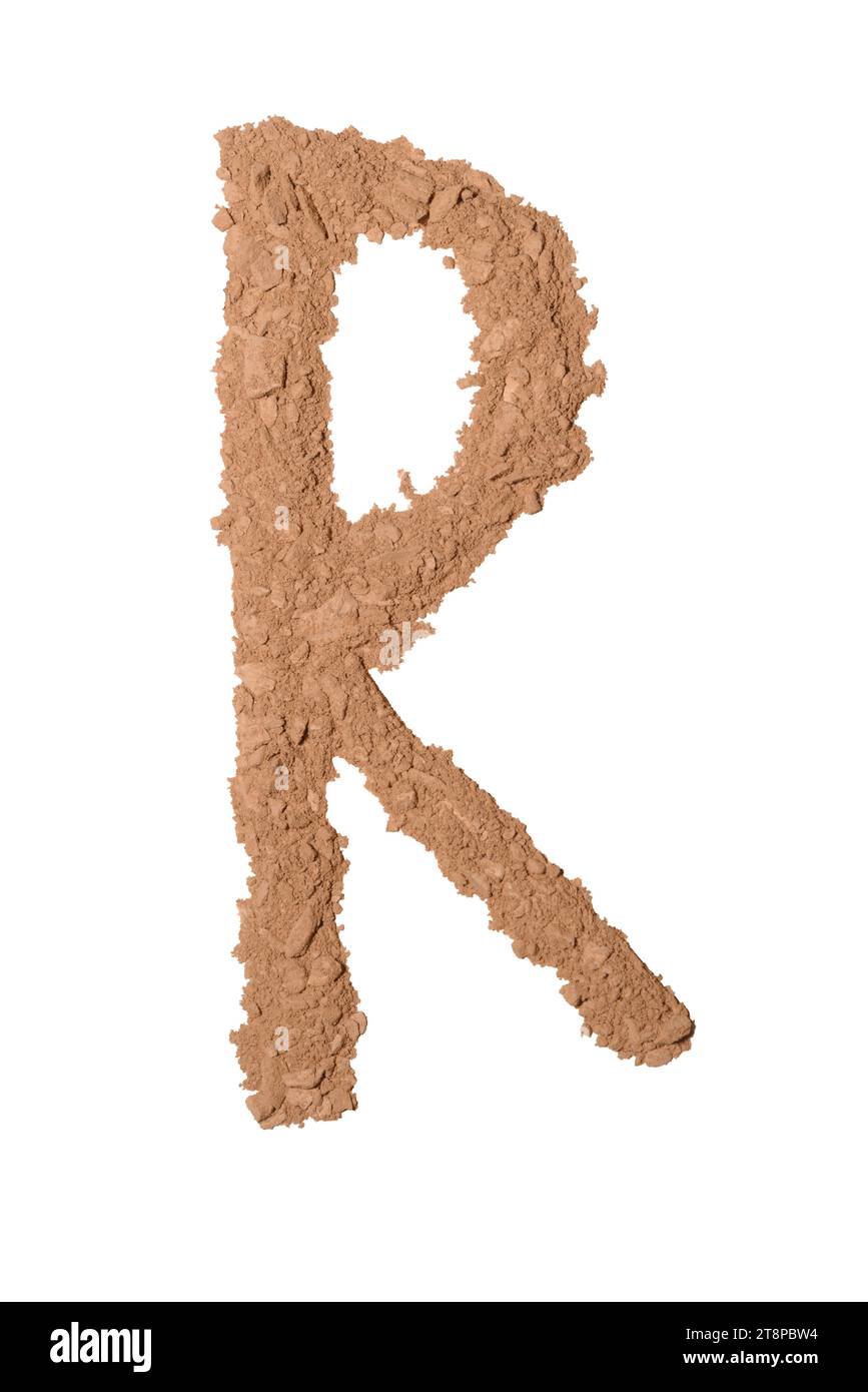 Letter R composed from blush or make up powder. Artistic form that ...