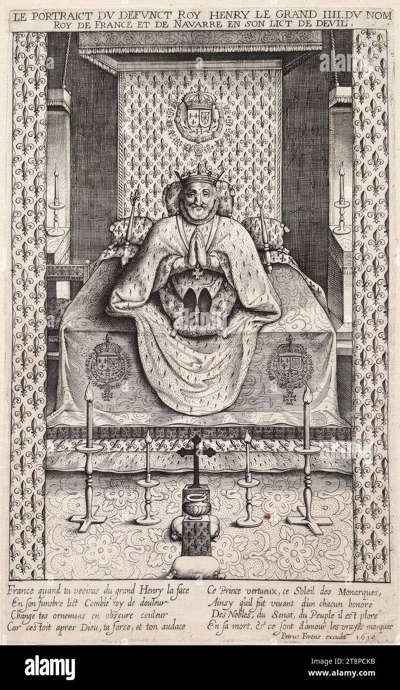 The body of King Henry IV of France on the parade bed in the Palais du ...