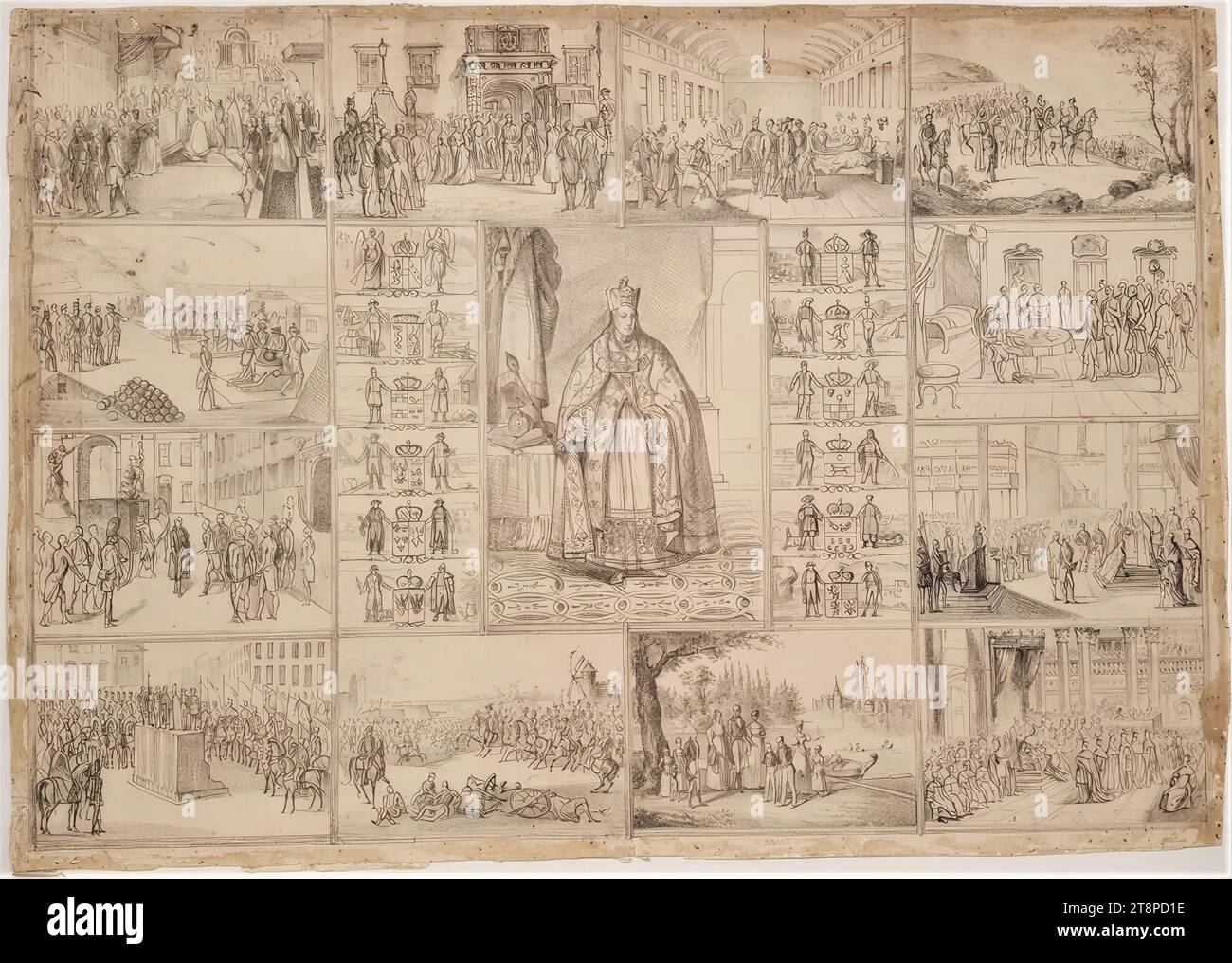 Emperor Franz II./I. in coronation regalia with the coats of arms of ...
