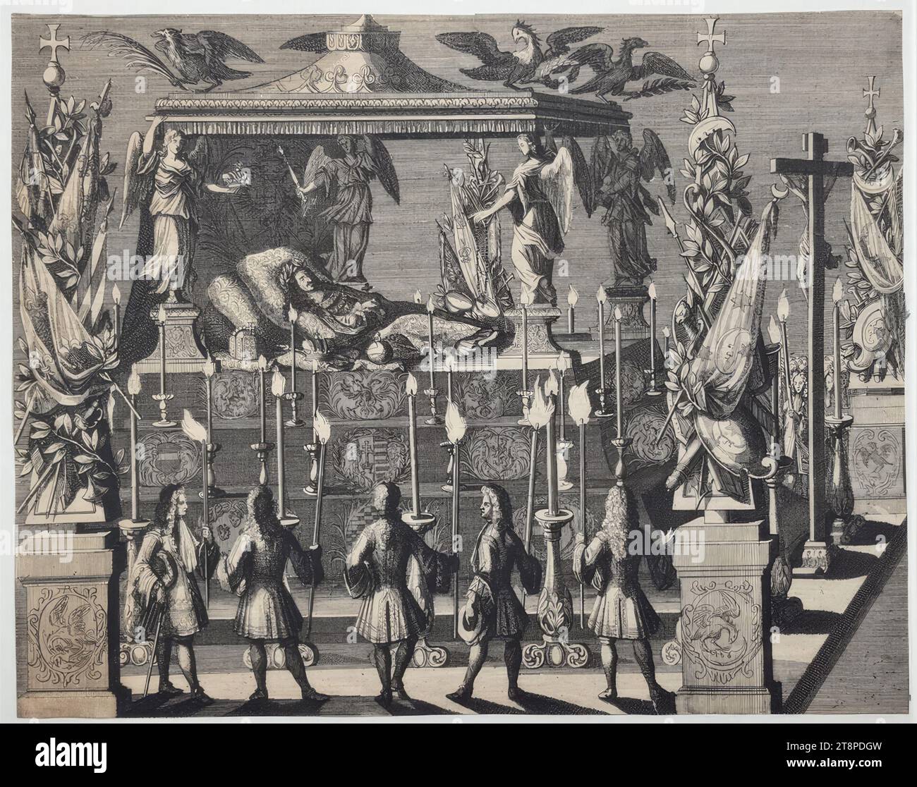 The corpse of the Roman-German Emperor Leopold I on the parade bed 1705 ...
