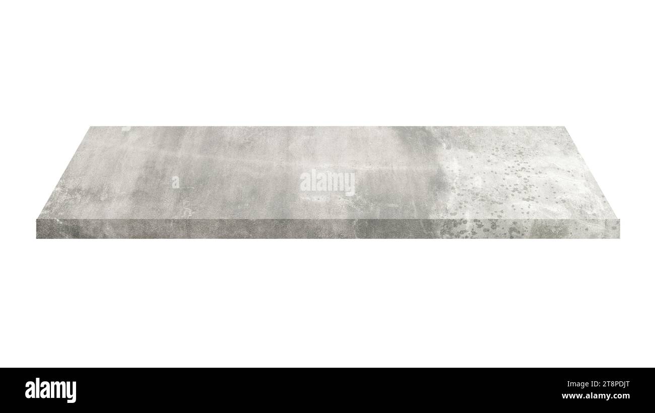 Concrete shelf table isolated on white background and display montage for product Stock Photo ...