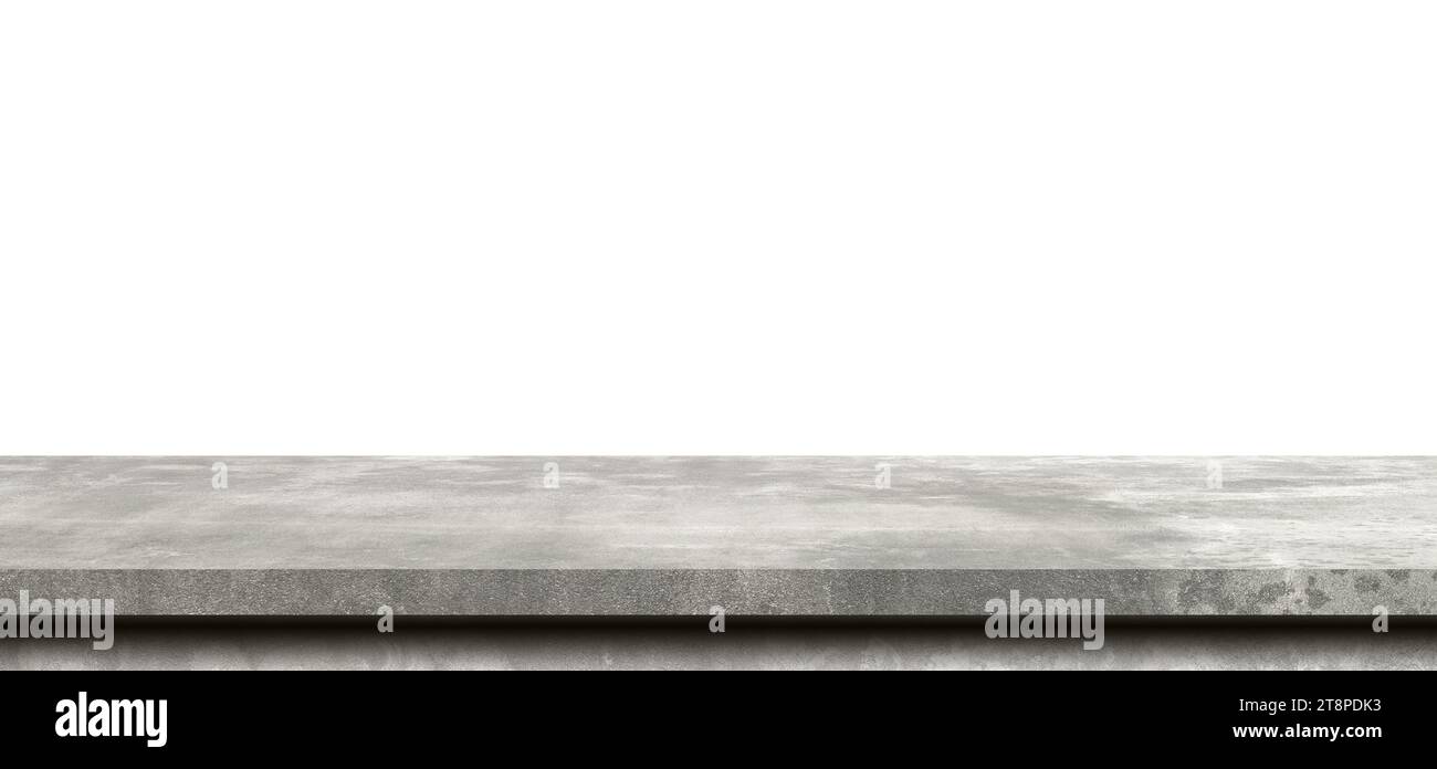 Empty cement table on isolated white background with copy space and ...