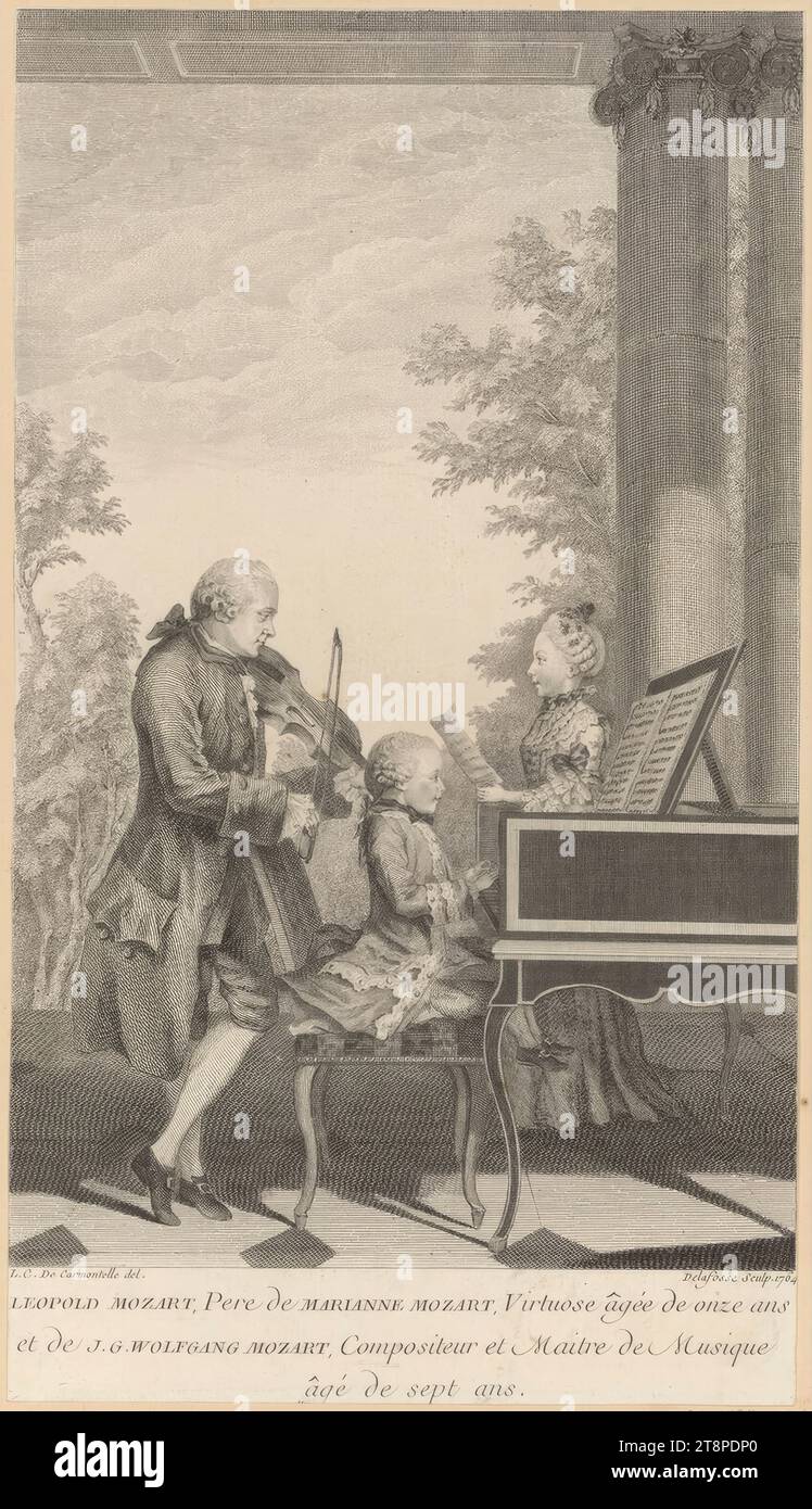 Leopold Mozart with his two children Maria Anna (Nannerl) and Wolfgang ...