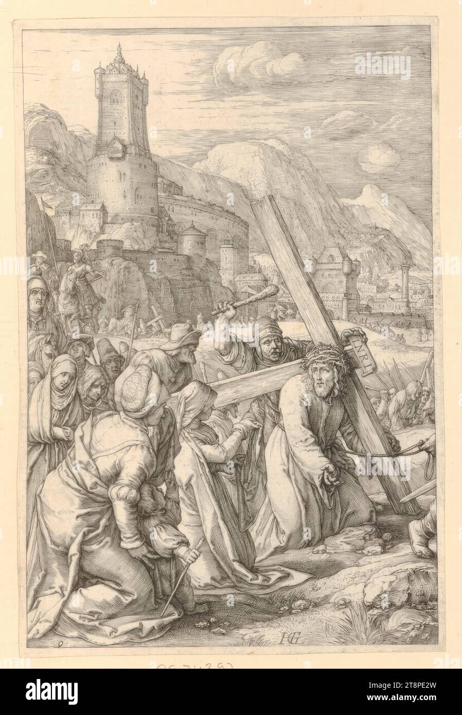 Carrying the Cross, Passion of Christ, Hendrick Goltzius, 1596-1599, printmaking, engraving ...