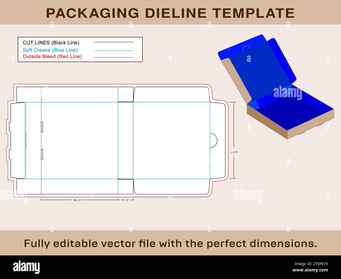 Pizza Box Die line Template Editable Vector File Stock Vector Image ...