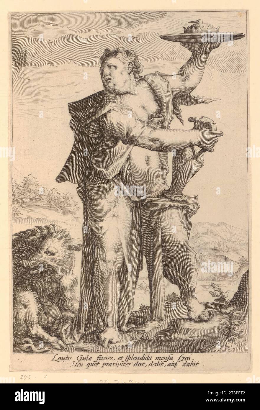 Gluttony, The Seven Deadly Sins, Hendrick Goltzius, around 1587, print ...