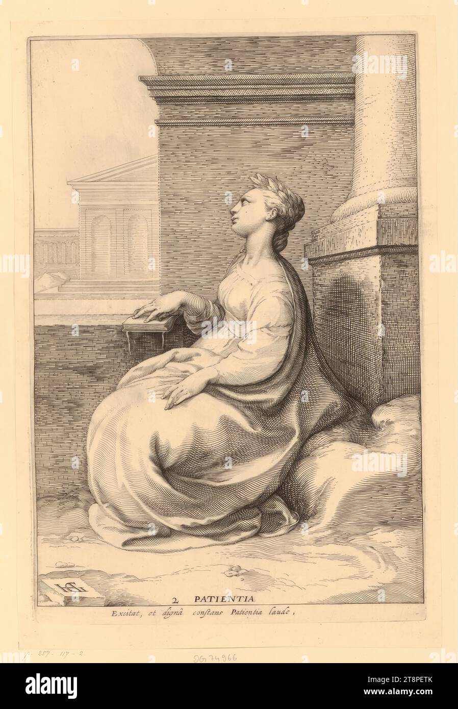 Patientia, Three Virtues, Hendrick Goltzius, c. 1593, print, copper ...