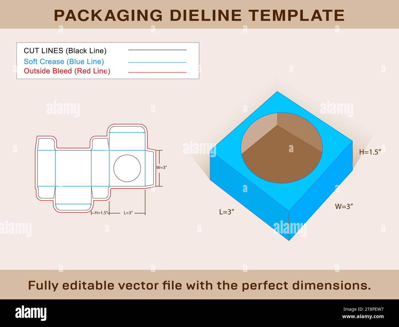 Assortment Soap Box, Round Window Display Box, Die line Template and 3d ...