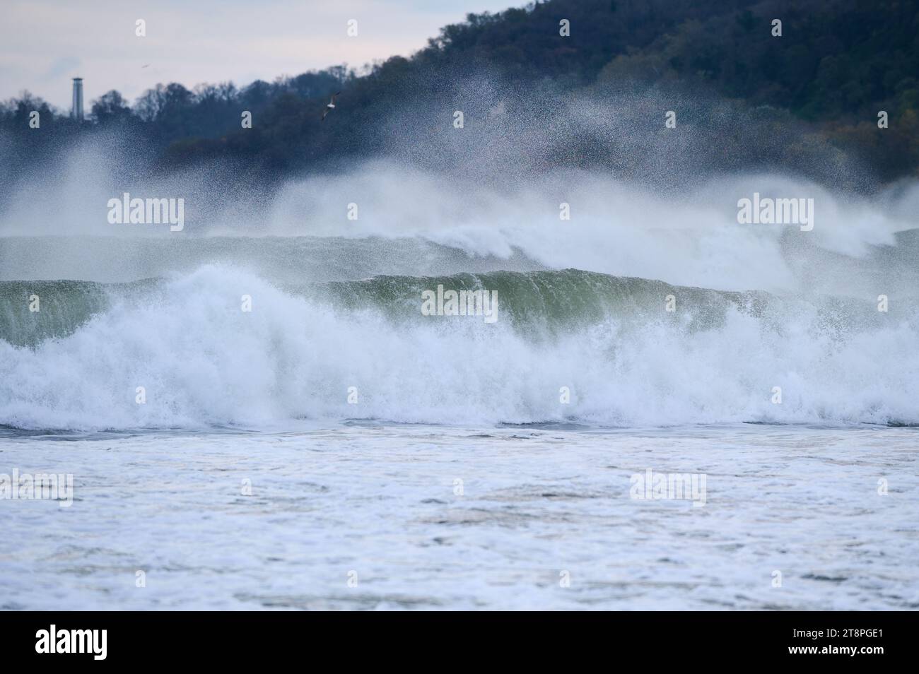Raging huge waves during an incredibly powerful storm in the Black Sea ...