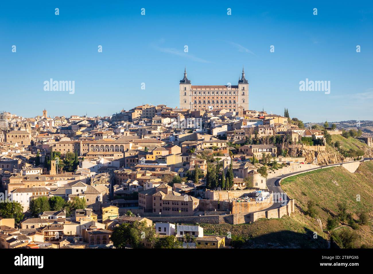 Toledo (Spain), landscape of the medieval city with Alcazar of Toledo ...
