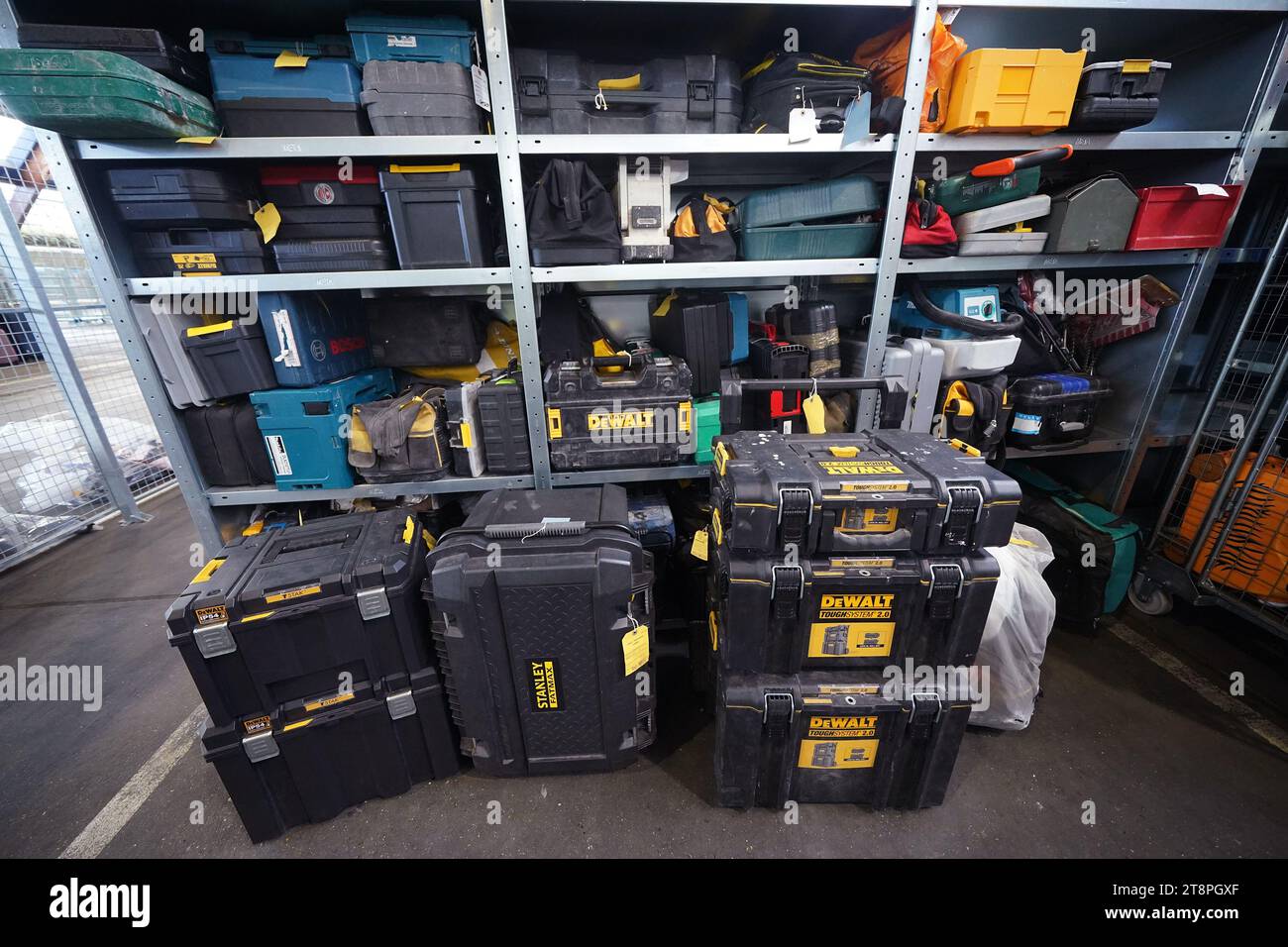 Shelves of power tools are among the items at the Transport for London ...