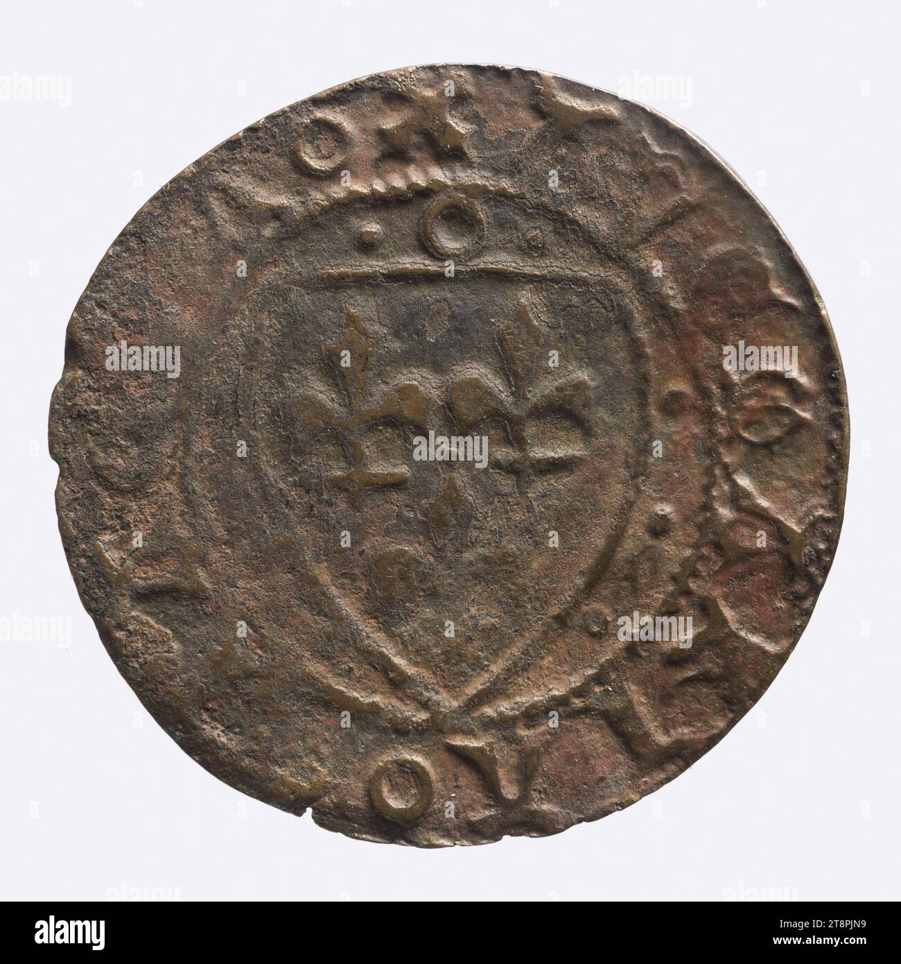 Counting token with three fleur-de-lis and dots, 13th-15th century ...