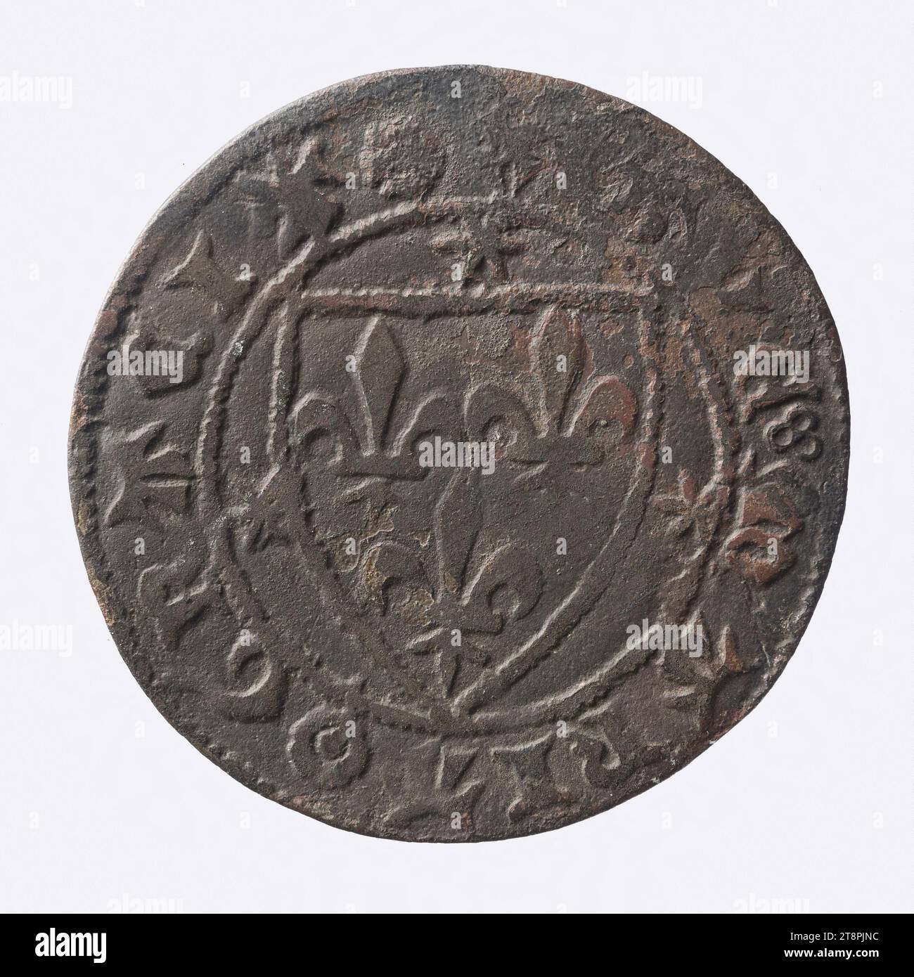 Counting token with three fleur-de-lis and stars, 13th-15th century ...