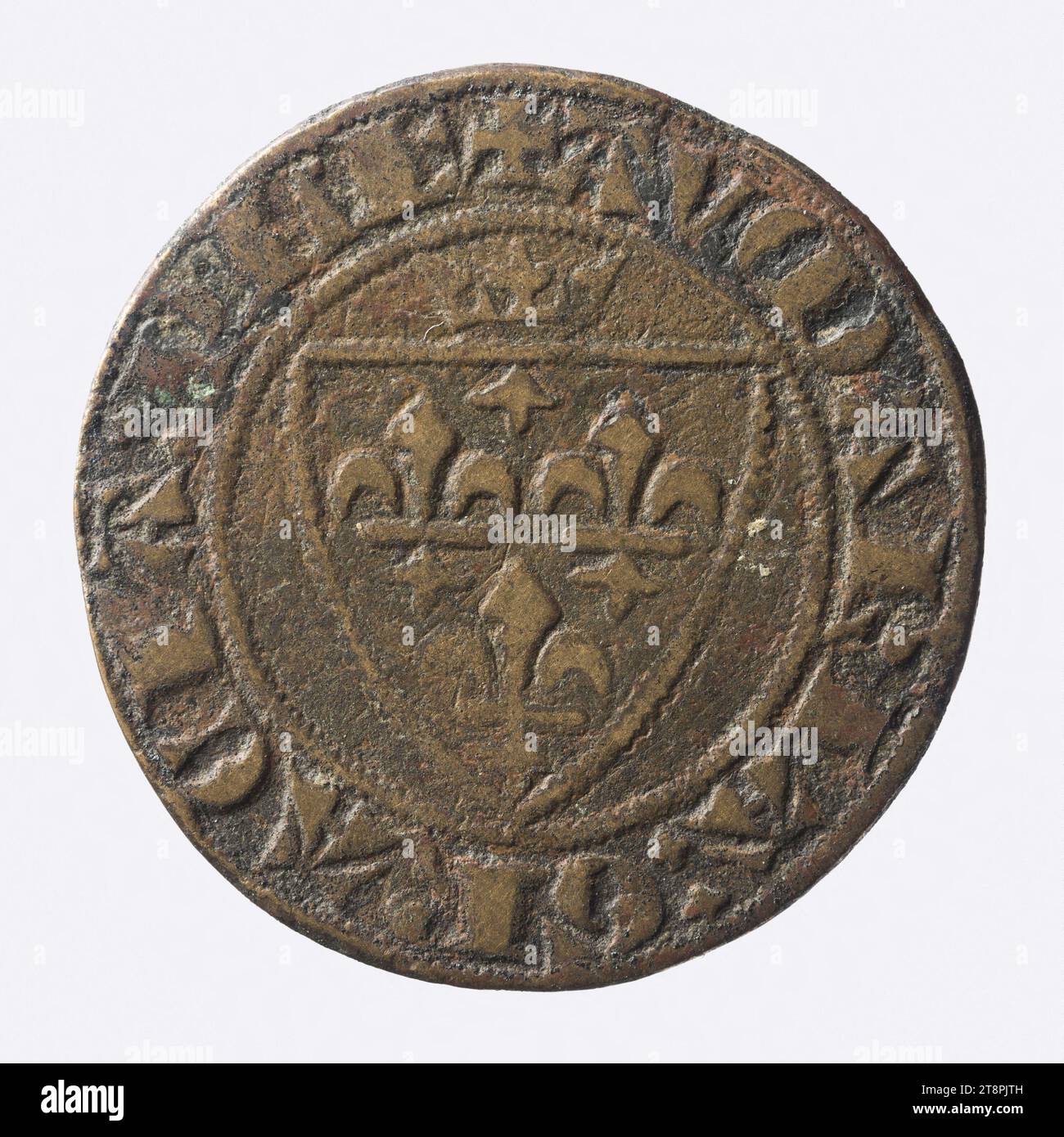 Counting token with a shield with three fleur-de-lis and a crown ...