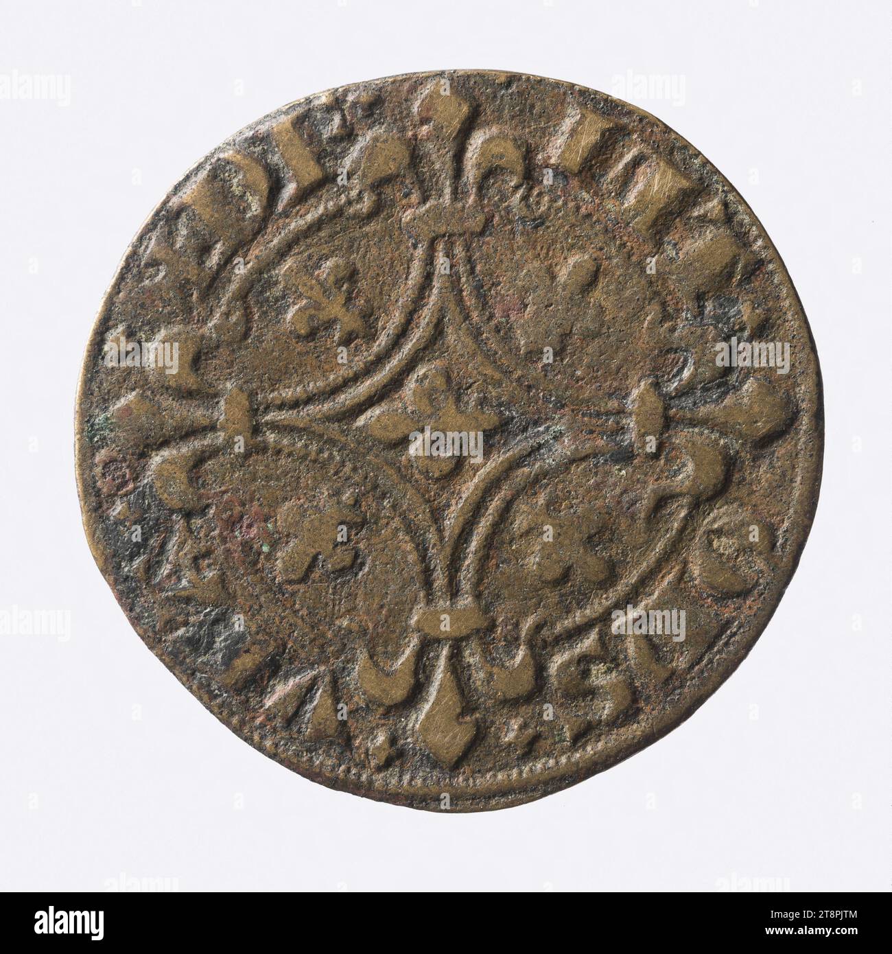Counting token with a shield with three fleur-de-lis and a crown ...