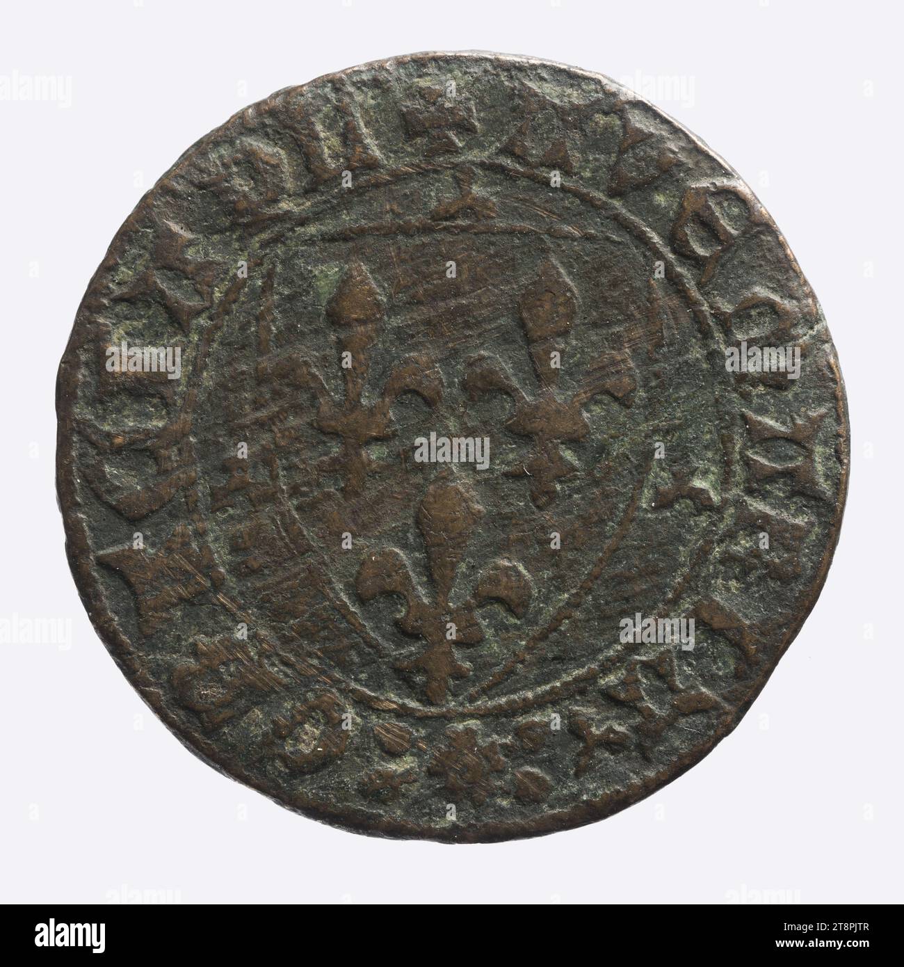 Counting token with three fleur-de-lis and tiercefeuille, 13th-15th ...