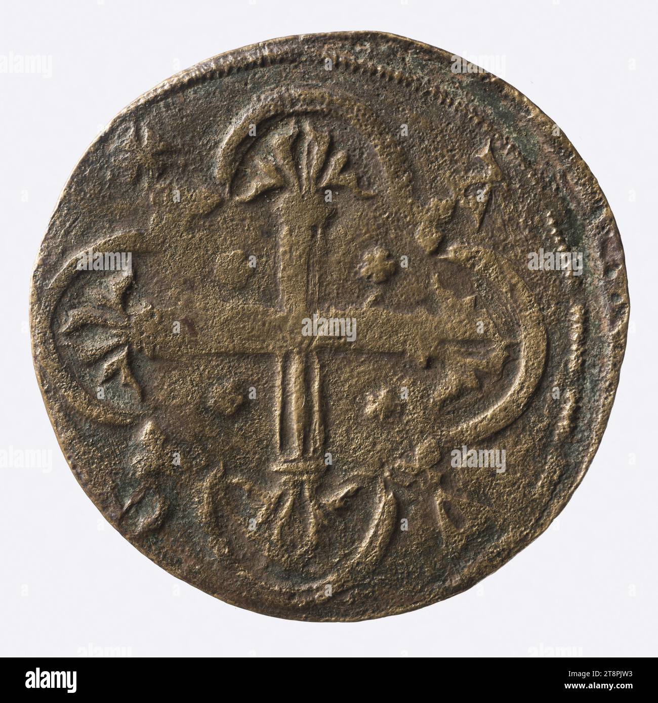 Counting token with three fleur-de-lys crown, XIIIth-XVth century ...