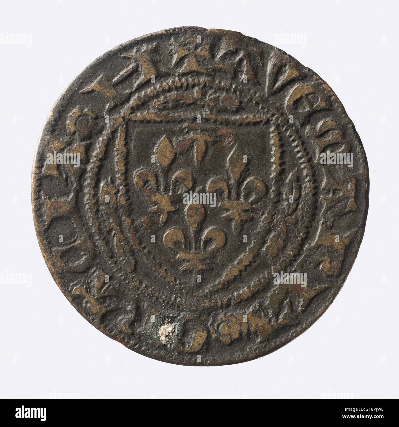 Counting token with three lily flowers, XIIIth-XVth century, Numismatic ...