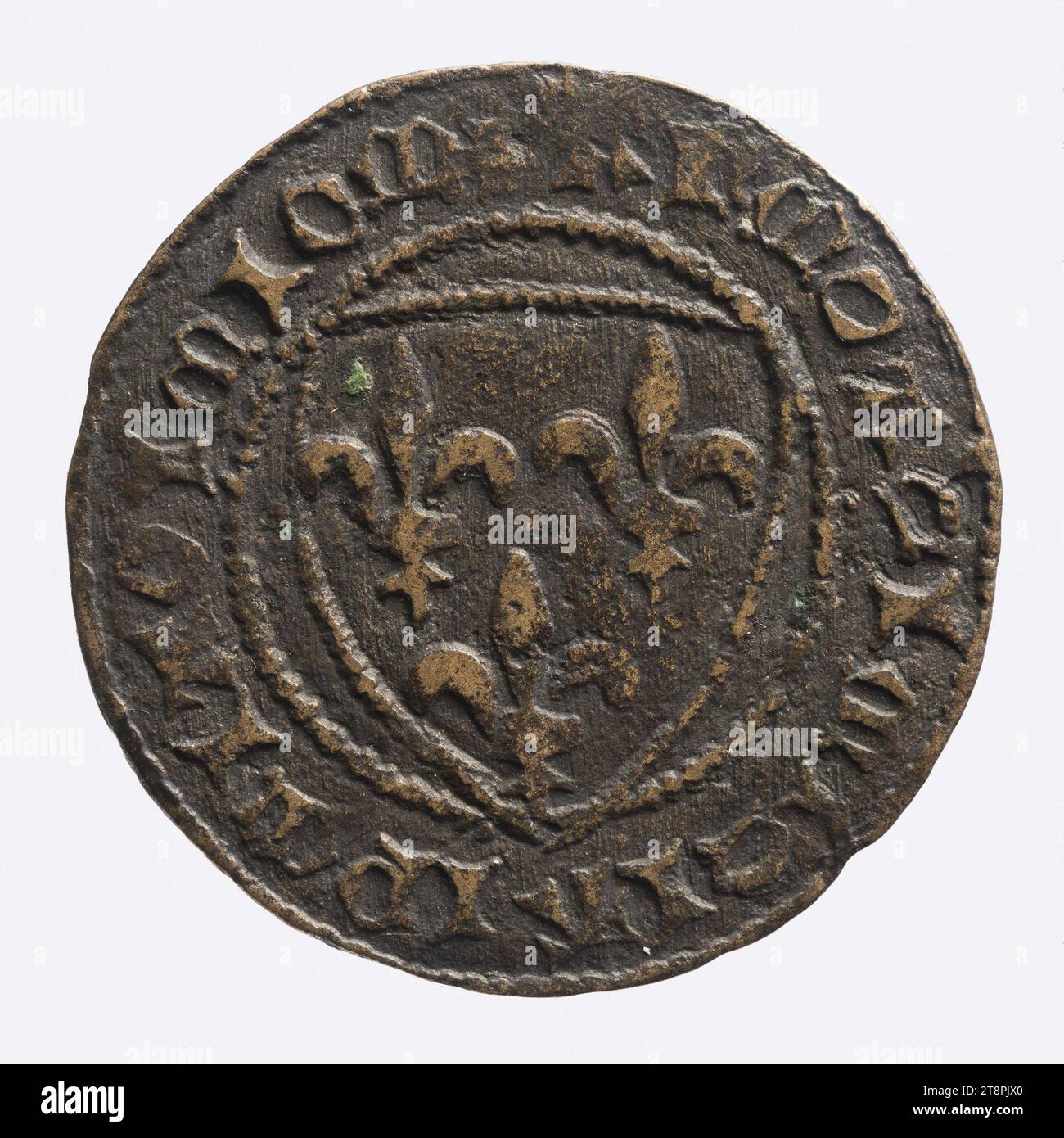 Counting token with fleur-de-lys shield and cross, 13th-15th century ...