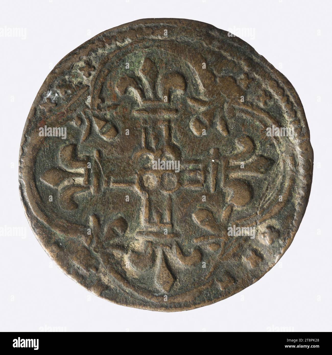 Counting token with central lily within a border of cinquefoils, 14th ...