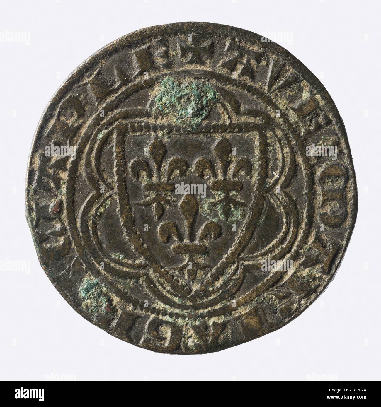 Counting token with a shield of lilies within a double rosette of six ...