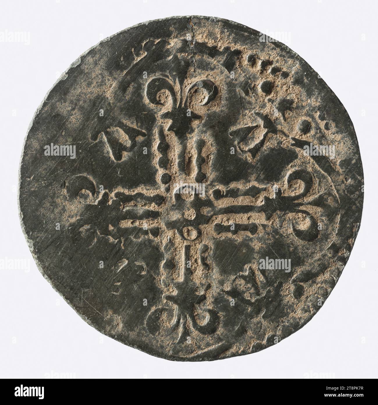 Counting token with four lilies and a cross, 13th-15th century ...