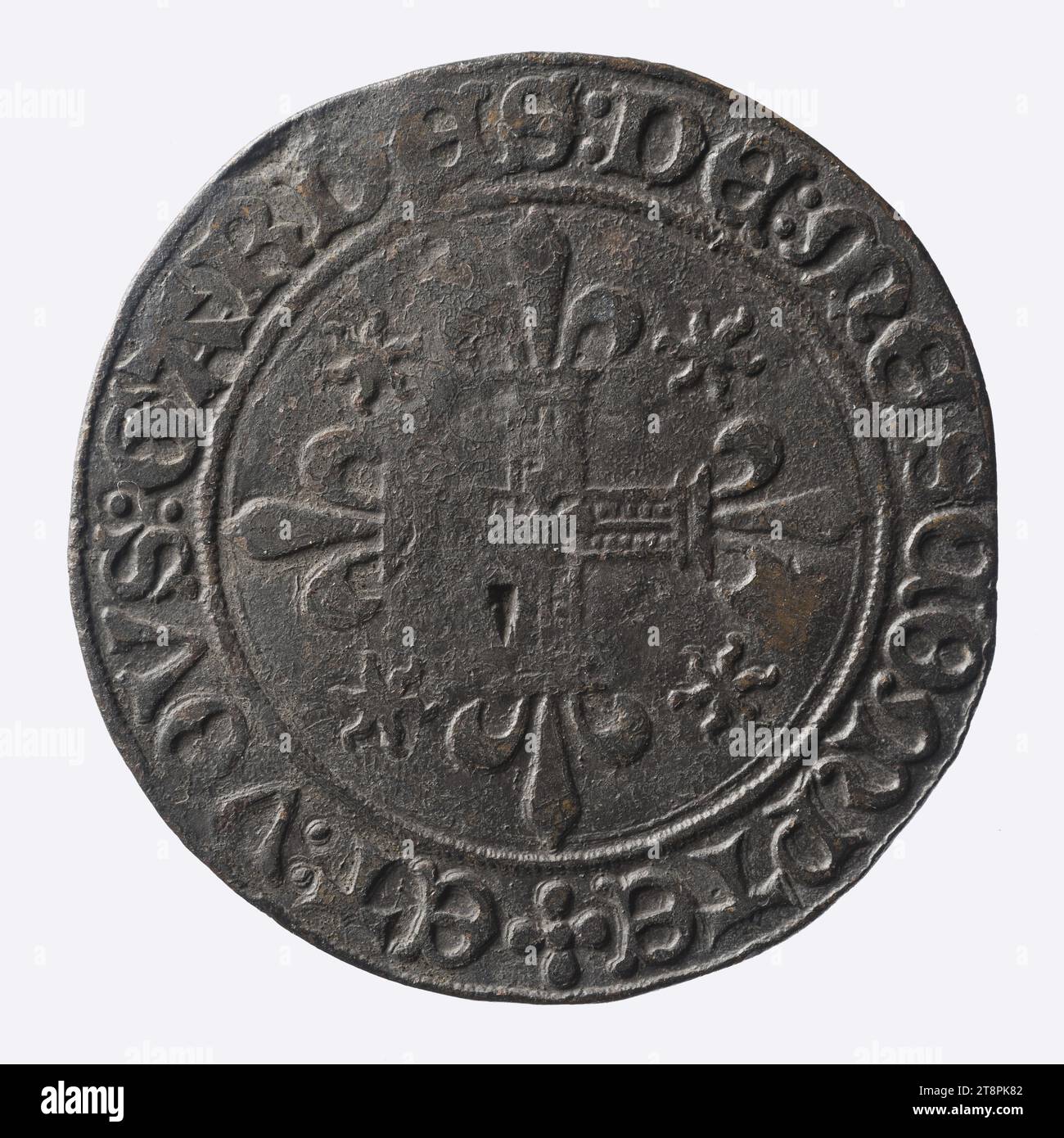 Counting token with four lilies in a double quatrefoil, 15th century ...