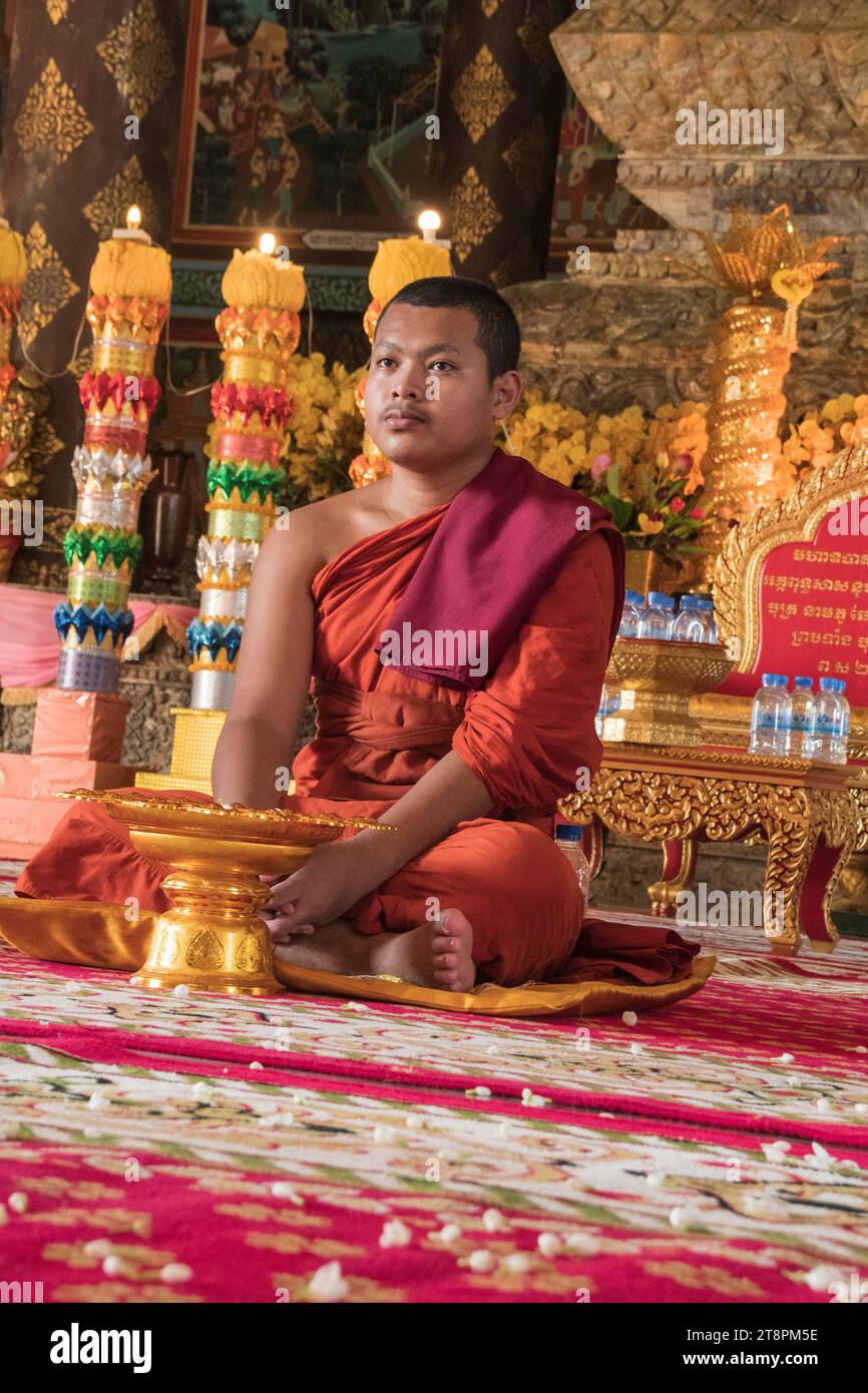 A buddhist monk blessing at vipassana dhurak buddhist centre , kingdom ...
