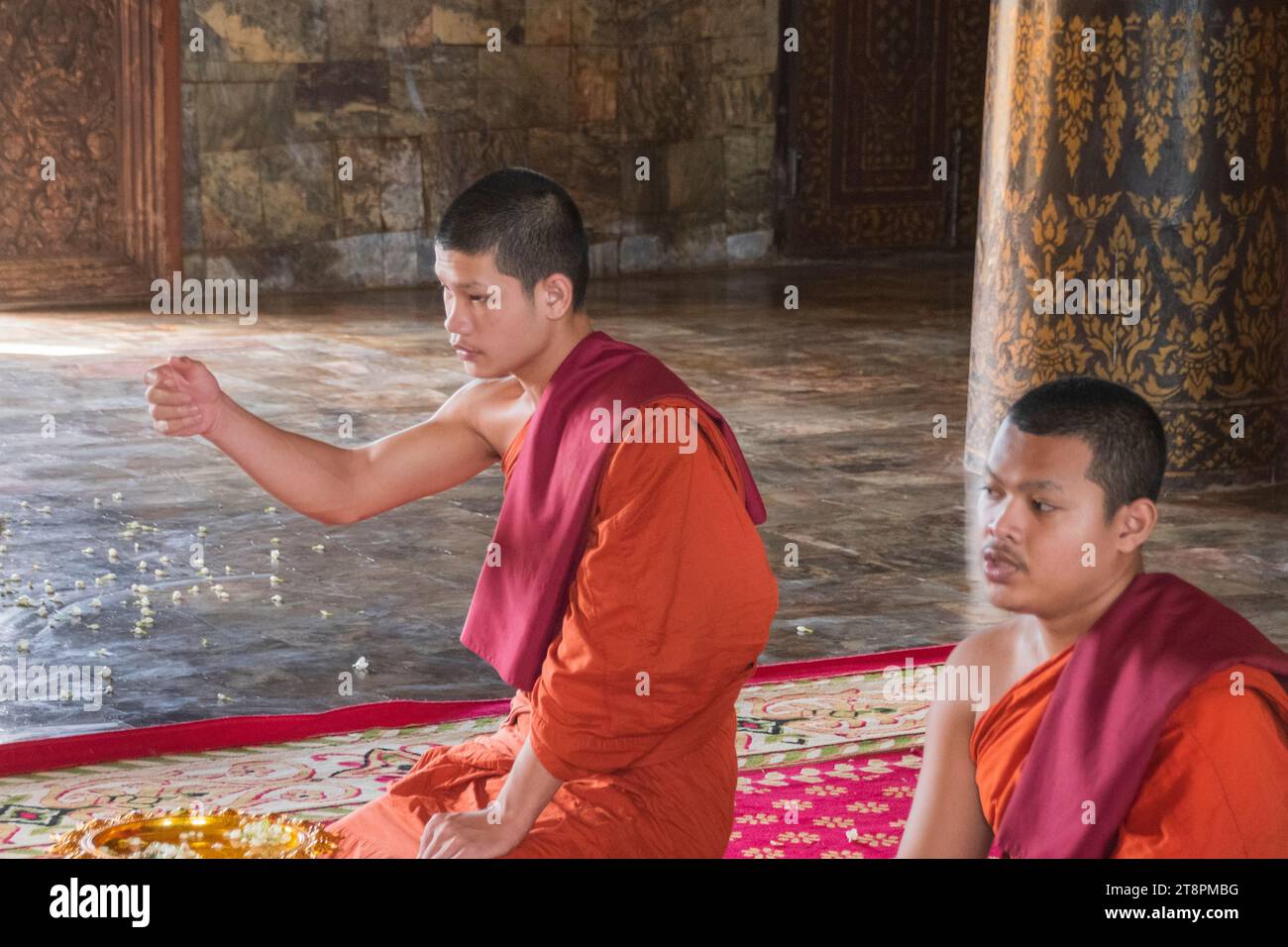 A buddhist monk blessing at vipassana dhurak buddhist centre , kingdom ...