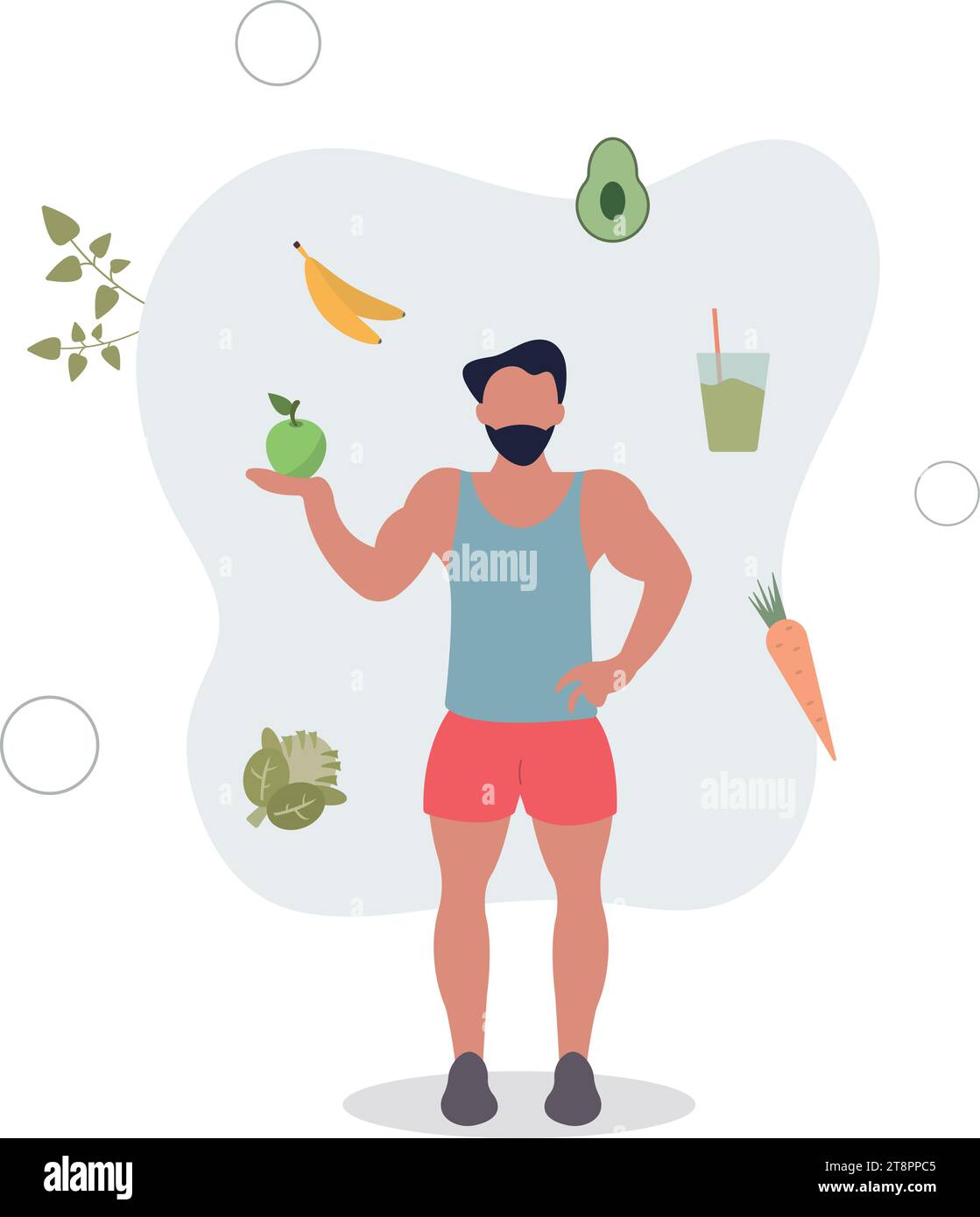 Male trainer with healthy food. Balanced diet, personal sport training ...