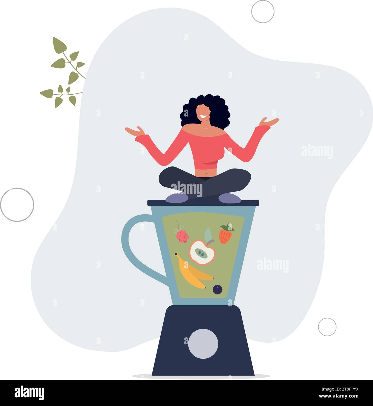 Healthy eating concept. Girl makes drink from fruits, vitamins and ...