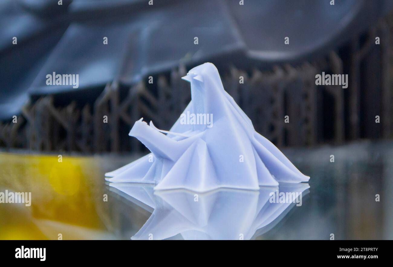 Abstract art object printed on 3D printer from photopolymer. SLA. Model ...