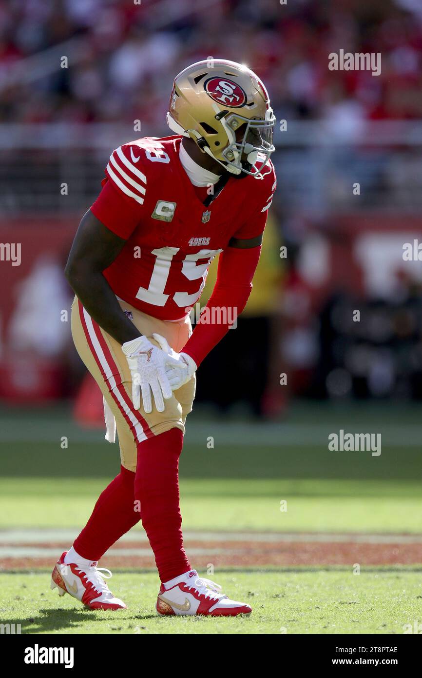 San Francisco 49ers wide receiver Deebo Samuel (19) lines up during an ...