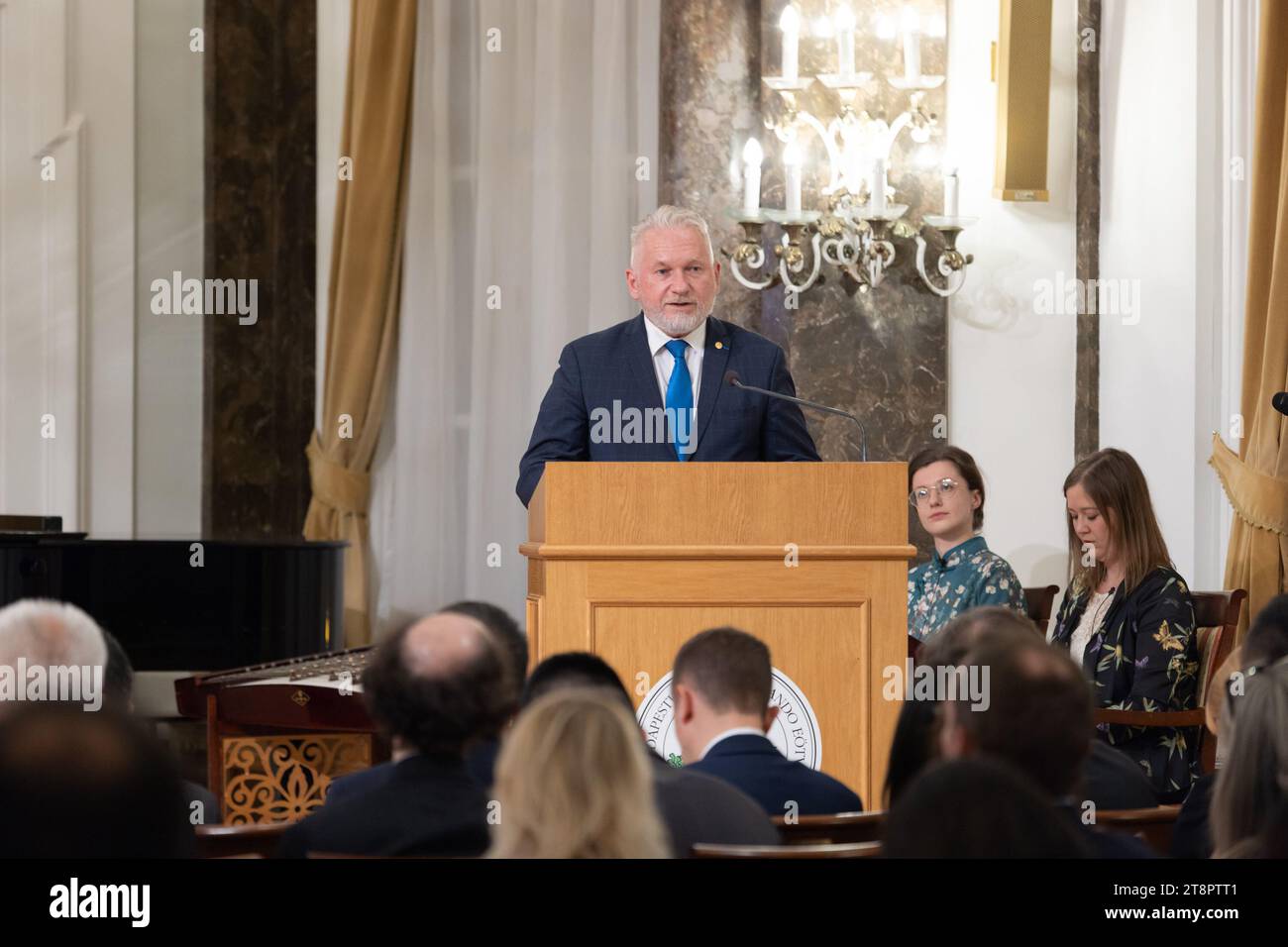 Budapest, Hungary. 20th Nov, 2023. Laszlo Borhy, rector of Eotvos Lorand University (ELTE ...
