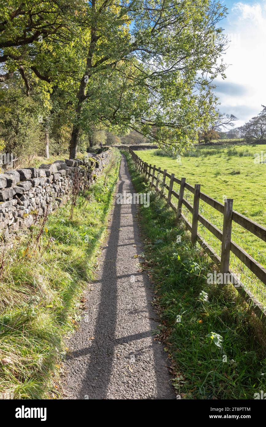 A long straight footpath leading to Wycoller village in Lancashire ...