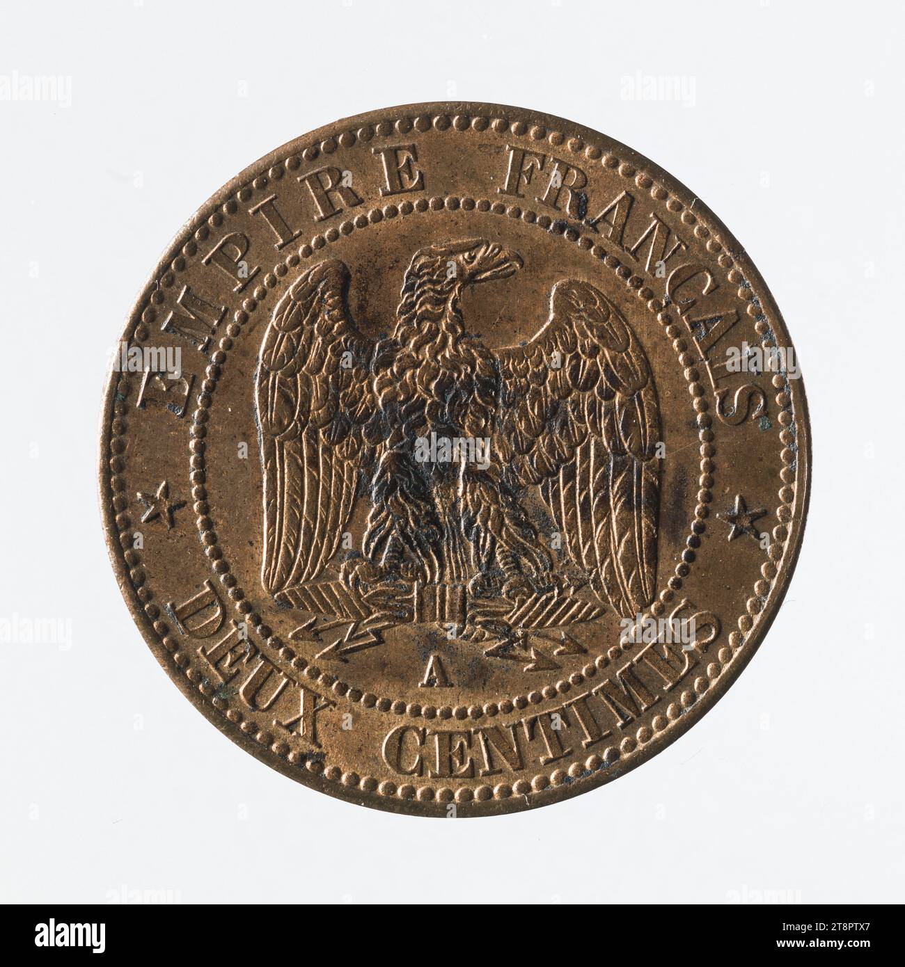 Coin of 2 centimes in copper of Napoleon III, 1862, Barré, Albert ...