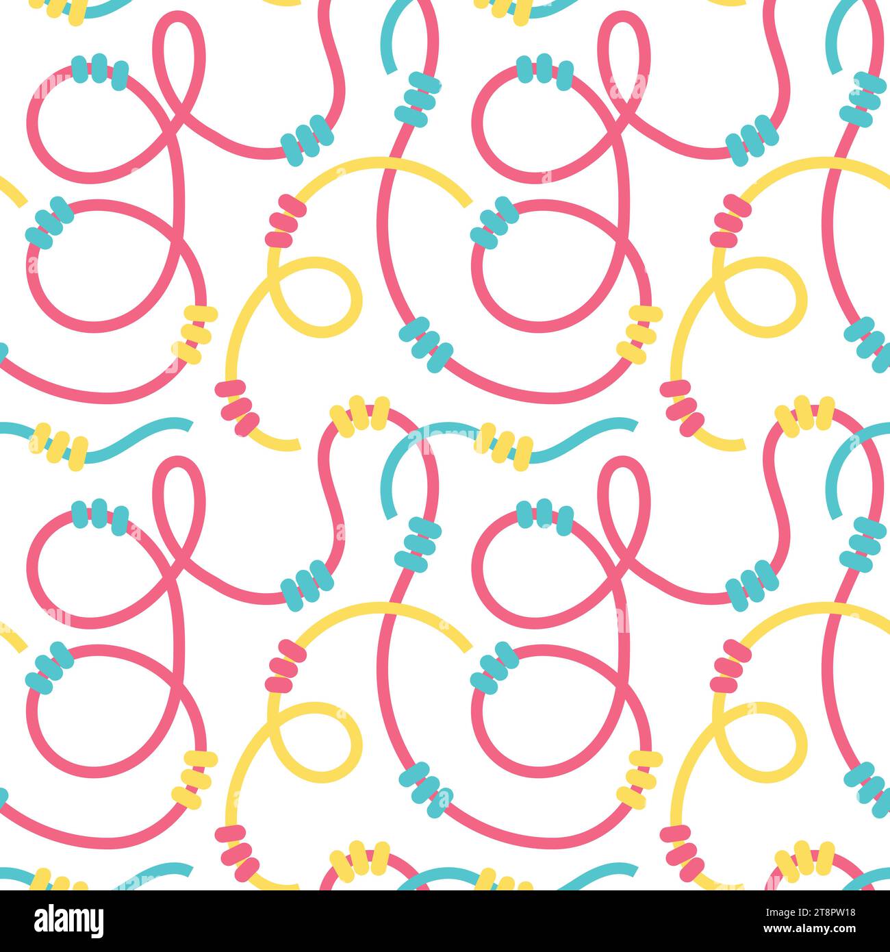 Naive seamless squiggle pattern with bright pink and yellow red wavy ...