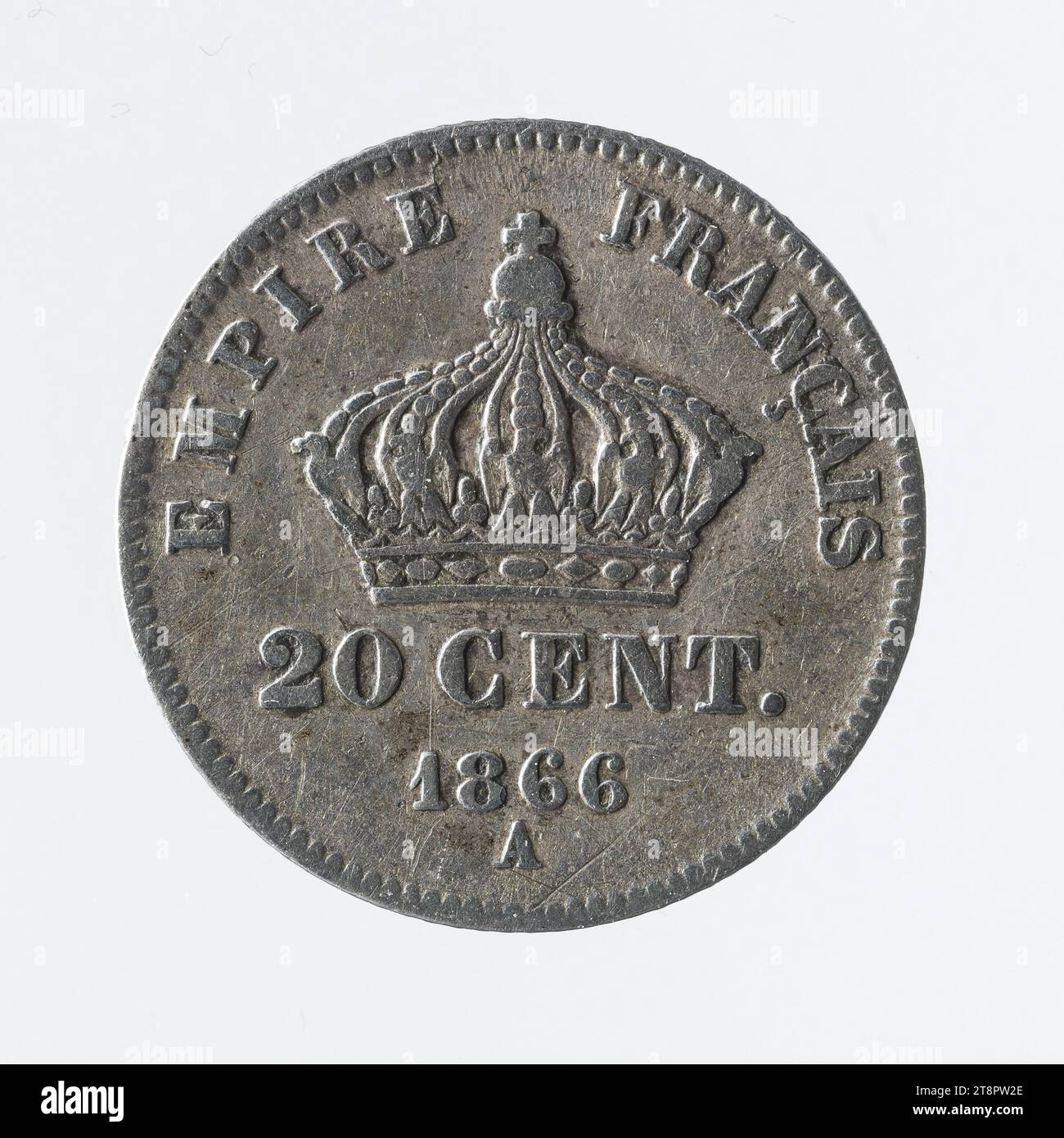 20 centimes silver coin of Napoleon III, 1866, Barré, Albert-Désiré, Graveur en médailles, Array ...