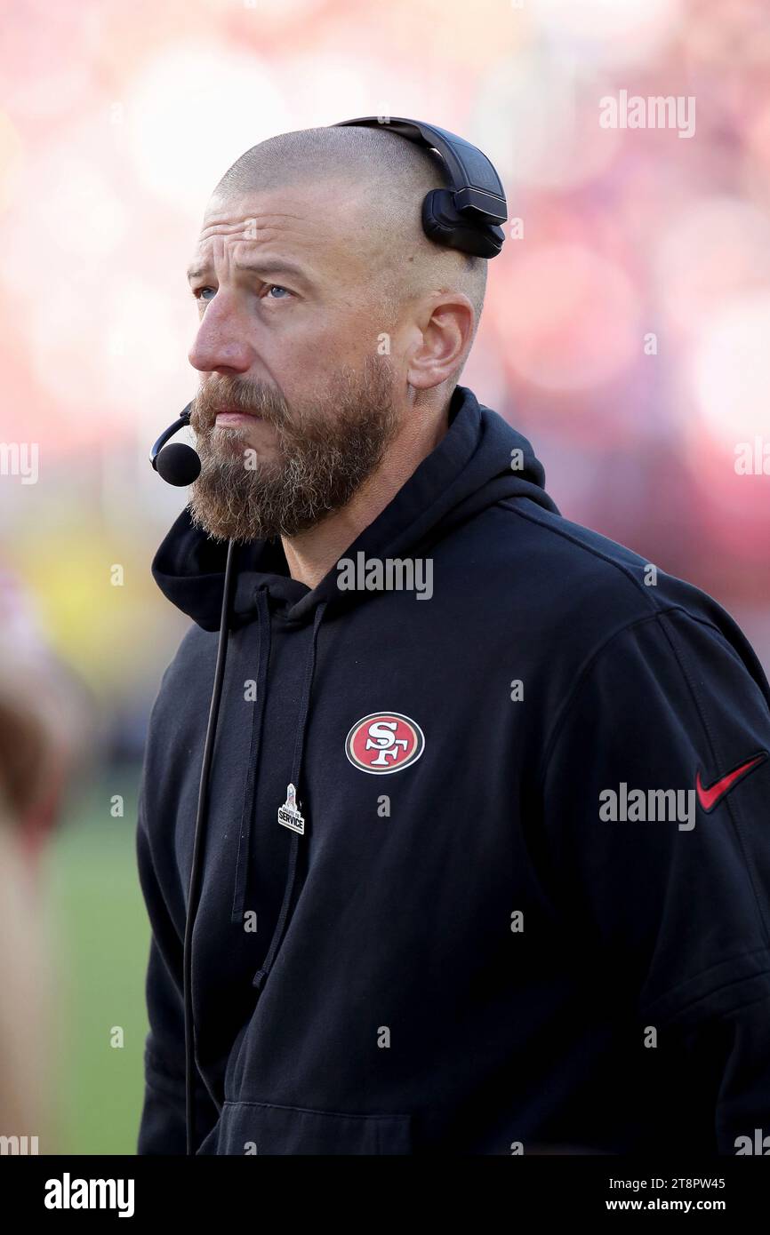 San Francisco 49ers tight ends coach Brian Fleury stands on the ...