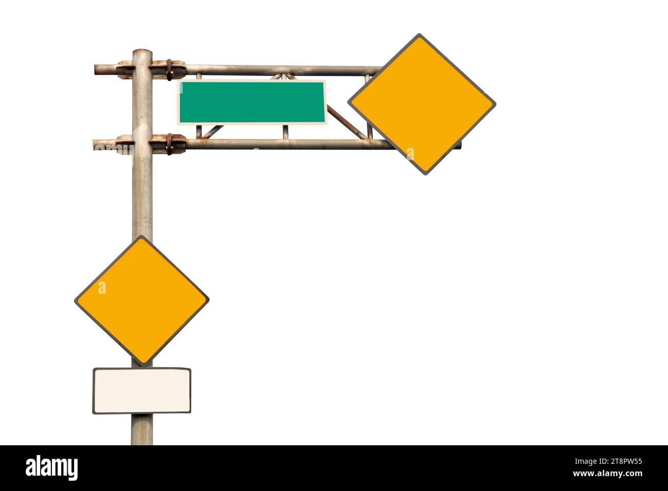 Blank road sign for a copy space isolated over a white background Stock ...