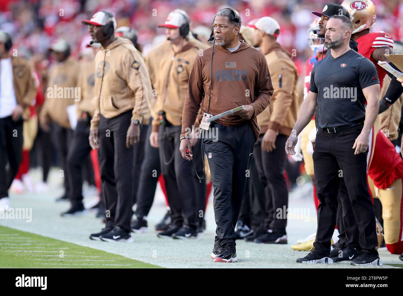 San Francisco 49ers defensive coordinator Steve Wilks walks on the ...