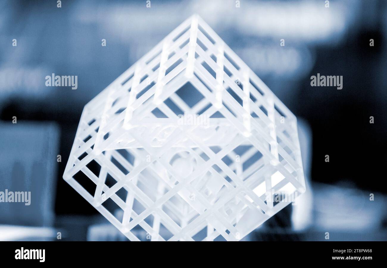 Abstract art object printed on 3D printer from photopolymer. SLA. Model ...