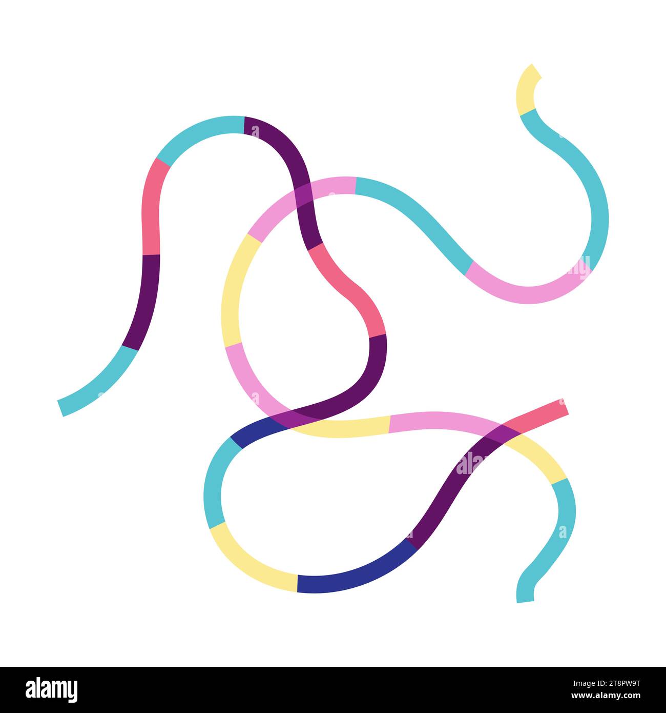 Naive squiggle pattern with bright pink and purple wavy lines on a ...