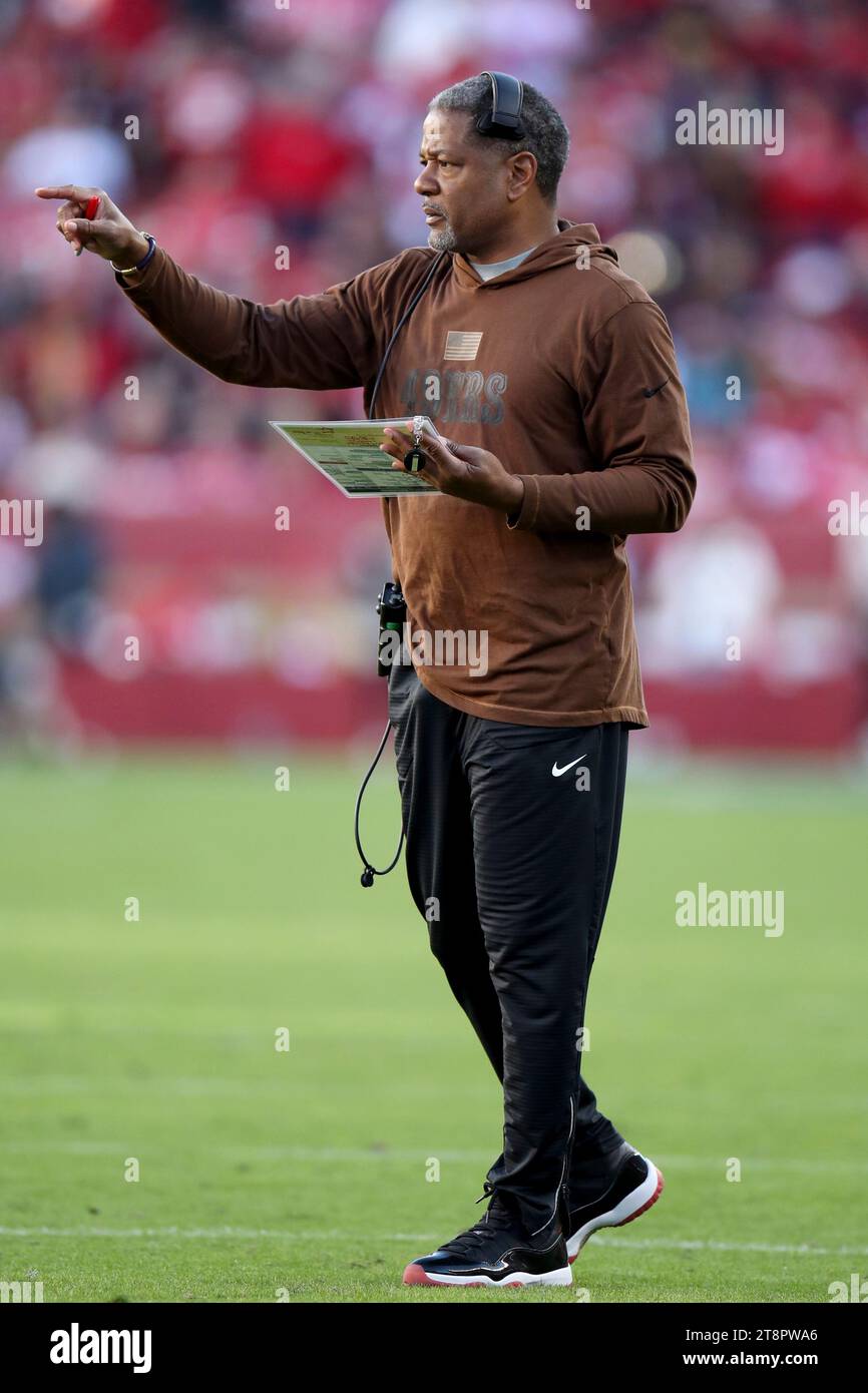 San Francisco 49ers defensive coordinator Steve Wilks walks on the ...