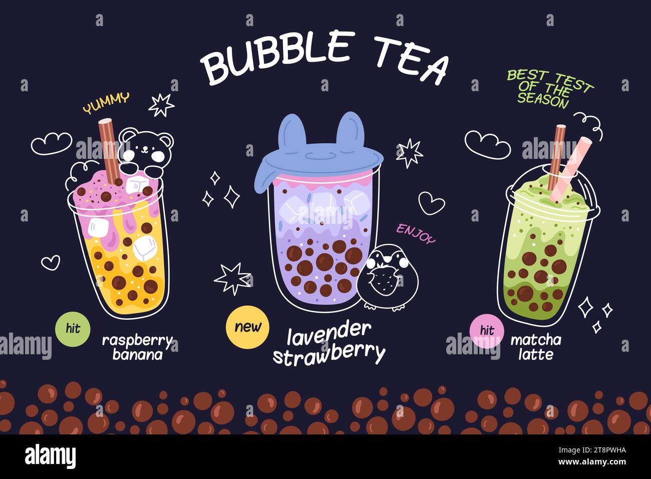 Pearl Milk Tea Poster Poster Template With Bubble Milk Tea Concept
