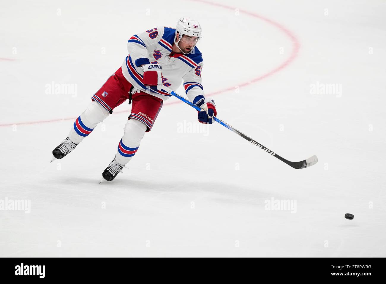 New York Rangers' Erik Gustafsson makes a pass during an NHL hockey ...