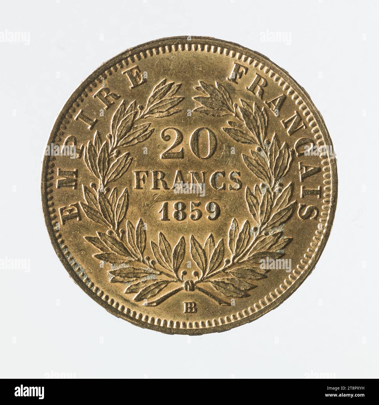 Coin of 20 francs in gold of Napoleon III, 1854, Barre, Jacques-Jean ...