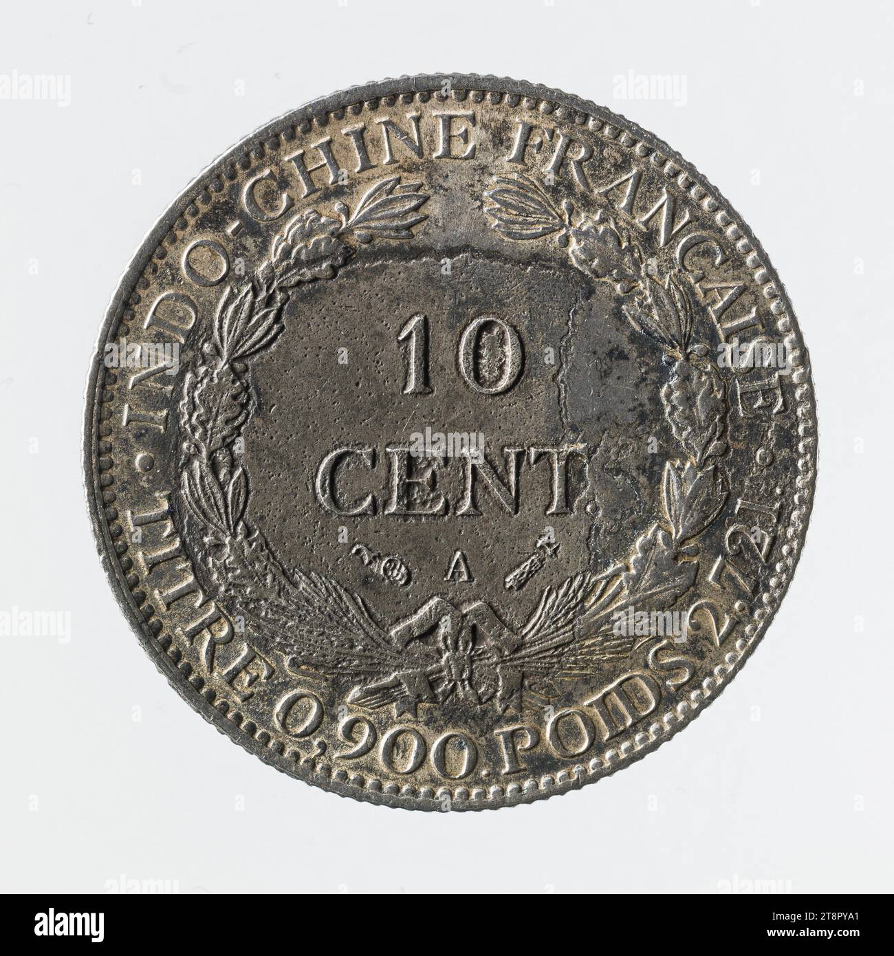 Coin of 10 centimes in silver of French Indochina, 1888, Barre, Jean ...