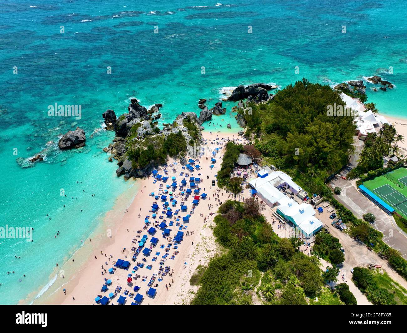 An aerial shot of the beautiful Bermuda Island with the famous ...