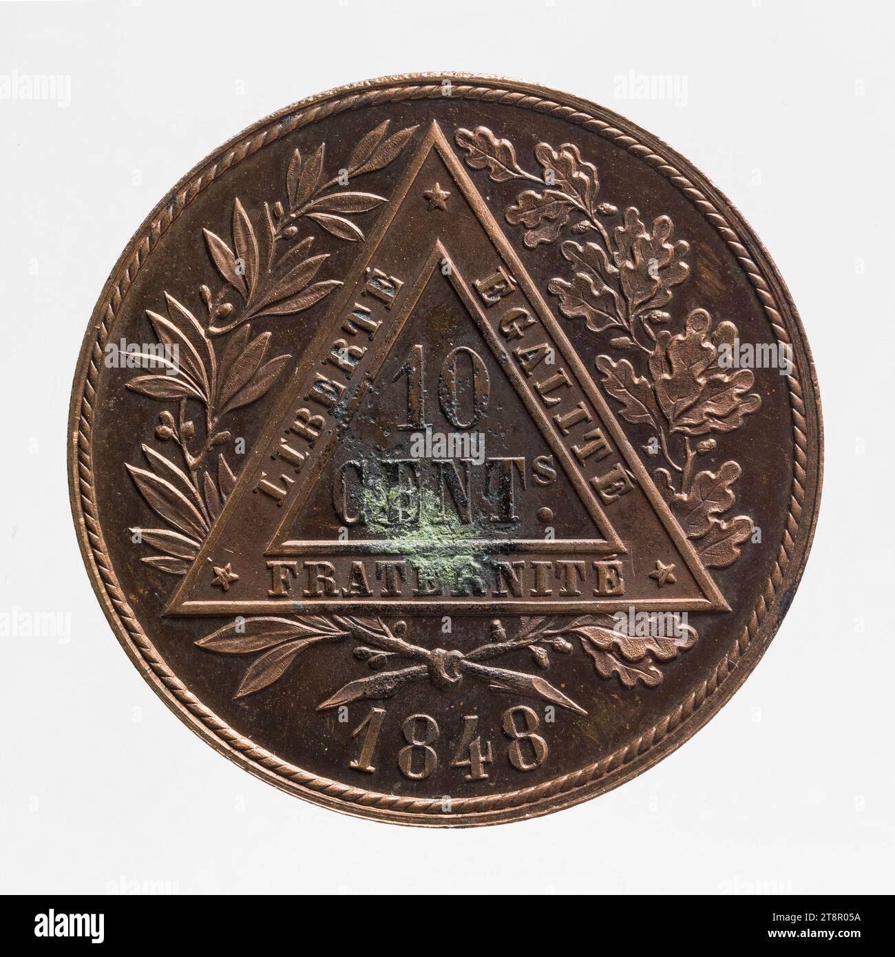 Test for the coin of 10 centimes of franc of the Second Republic, 1848 ...
